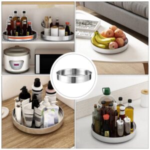 Cabilock Turntable Kitchen Storage Organizer Multifunctional Stainless Steel Organizer for Can or Seasonings (L)