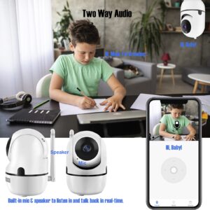 5G Security Camera Indoor, 1080P WiFi Cameras for Home Security, Pan Tilt Pet Dog Camera with Phone App, Human Detection, Motion Tracking, 2-Way Talk, Compatible with Alexa & Google Assistant (White)