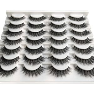 False Eyelashes 15mm Lashes Natural Look 3D Mink Lashes Pack Small Short Cat Eye Lashes Wispy Fluffy Light Volume Fake Eyelashes 14 Pairs Pack