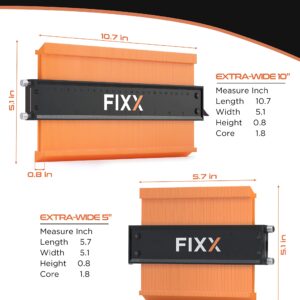 Super Gauge Shape and Outline Tool XL - Contour Gauge Profile Tool with Lock 10" and 5" - Corner Measuring Tools for Woodworking - Christmas Gifts for Men Husband Dad Him, Stocking Stuffers - FIXX