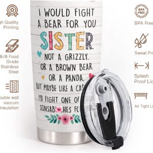 Macorner Sister Gifts From Sister - Stainless Steel Tumbler 20oz Gifts for Women - Unique Gift For Sister Soul Sister From Sister - Gift For Best Friend Women Big Sister Little Sister Birthday Gifts