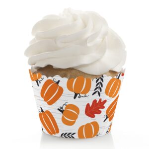 big dot of happiness fall pumpkin - halloween or thanksgiving party decorations - party cupcake wrappers - set of 12