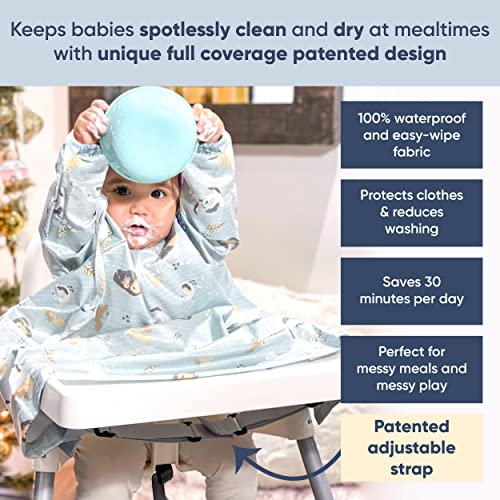 BIBaDO Feeding Coverall - Mess Proof Baby Weaning Bib 6-36 Months - Versatile Attachable Travel Apron - Waterproof Wipe Down Machine Washable