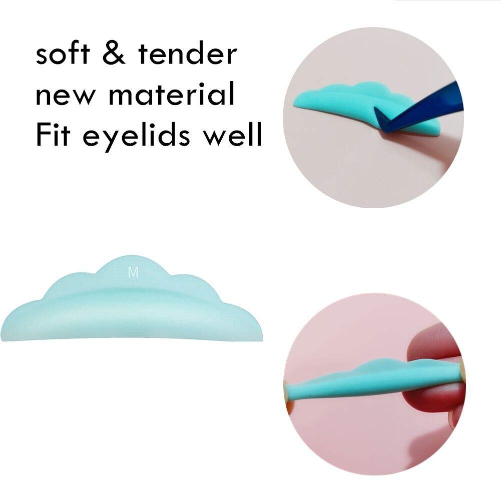 Libeauty Lash Lift Pads, DIY Eyelash Lifting Lash Perm Rods, Y Brush Tool, 10 Pcs/5sizes Lash Perming Shield Pads with Brush, Reusable Soft Silicone Curler Shields (Green)