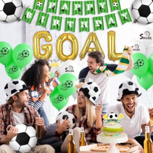 Soccer Party Supplies, Soccer Birthday Party Decorations, Soccer Theme Party Pack Including Banner, Tablecloth, Cake Topper, Cupcake Toppers, Balloons, Soccer Sports Party Supplies for Kids by HAFTSS