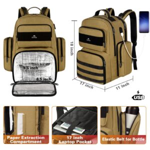 MATEIN Lunch Backpack for Men, 17 Inch Travel Laptop Insulated Cooler Bag box Rucksack with USB Charging Port, Extra Large Water Resistant College Work Computer Daypack