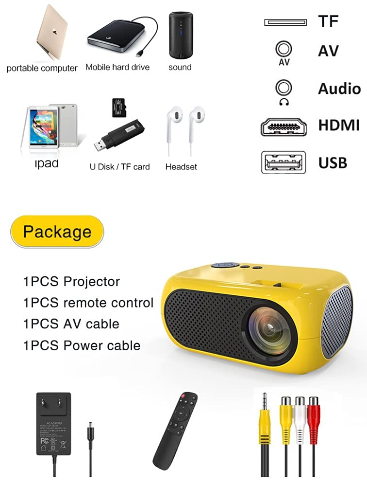 Dayu.p Mini Projector, Portable Projector for Cartoon, Movie Projector, Kids Gift, LED Pico Video Projector for Home Theater Movie Projector with HDMI USB TV AV Interfaces and Remote Control