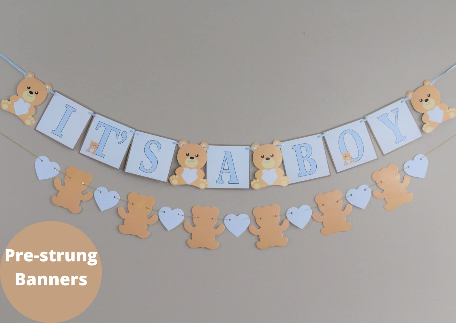 Teddy Bear Baby Shower Decorations For Boy- Bear themed 121pcs Brown Blue Balloon Garland Arch Kit, It’s A Boy Banner, Teddy Bear Stickers, Coffee Boho Balloon Arch, Gender Reveal