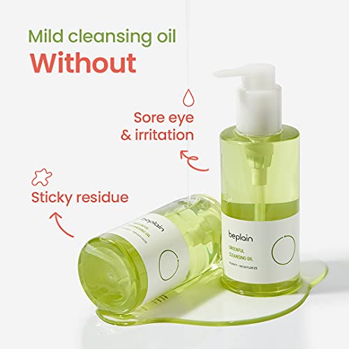 beplain Greenful Vegan Cleansing Oil 6.76 oz | Natural deep cleansing oil for Sensitive & Dry skin | Stubborn Makeup Remover | Gentle pore cleanser | Korean Cleansing Oil | k-beauty