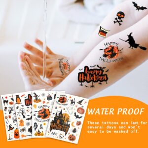 Whaline 270Pcs+ Halloween Temporary Tattoos 16 Sheet Waterproof Tattoo Stickers Pumpkin Witch Ghost Bat Tattoo Decals for Boy Girl Party Favors Trick or Treat Decoration Face Arm Body