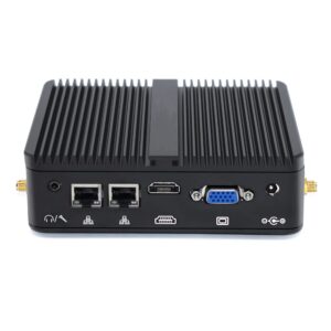 fanless mini pc windows 11 pro, celeron j4125, 4gb ddr4 ram 256gb ssd, hd-mi, vga, 4k output, 2 rj45 lan, usb3.0, 2xrs232 com, dual band wifi ac, bt, small form factor computer, auto power on