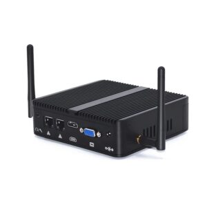 Fanless Mini PC Windows 11 pro, Celeron J4125, 4GB DDR4 RAM 256GB SSD, HD-MI, VGA, 4K Output, 2 RJ45 LAN, USB3.0, 2xRS232 COM, Dual Band WiFi AC, BT, Small Form Factor Computer, Auto Power On