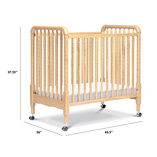 DaVinci Jenny Lind 3-in-1 Convertible Mini Crib in Natural, Removable Wheels, Greenguard Gold Certified