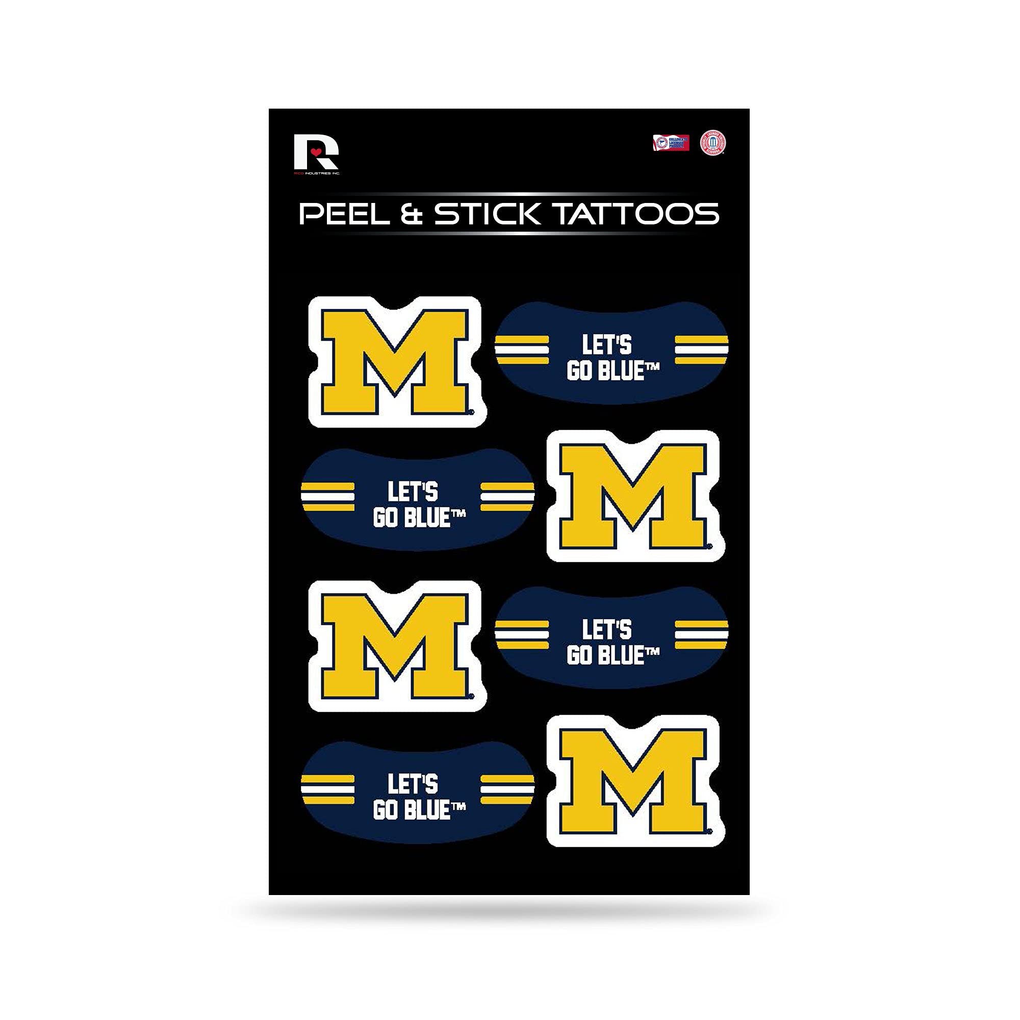 Rico Industries NCAA Michigan Wolverines Vertical Tattoo Peel & Stick Temporary Tattoos - Eye Black - Game Day Approved!