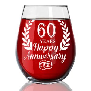 dyjybmy happy 60th anniversary funny wine glass 60th anniversary birthday gifts ideas for women mom dad husband wife 60th birthday party wedding anniversary party favorite couples gift