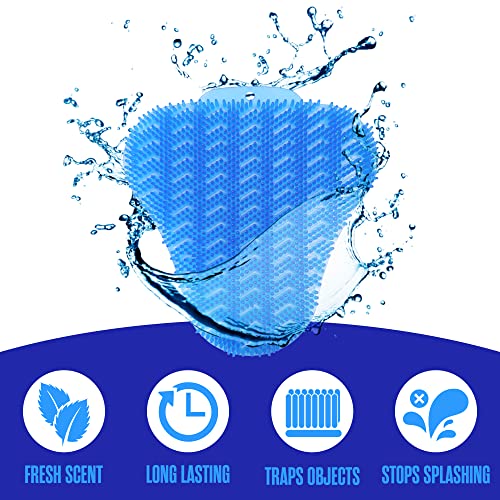 Houseables Urinal Screens Deodorizer, Screen Cake Sanitizer, Pee Splash Guard, 10 Pack, 6.25inches x 6.5inches, Blue, Scented, EVA, Toilet Deoderizer, Urinals Freshener Shield, Urine Anti-Splash Mat