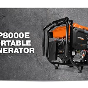 Generac 7676 GP8000E 8,000-Watt Gas-Powered Portable Generator - Electric Start with COsense - Powerrush Advanced Technology - Reliable Power for Emergencies and Recreation - CARB Compliant