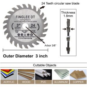 FINGLEE DT Wood Saw Blade TCT Circular Cutting Blade for Woodworking (3pc 3 inch)