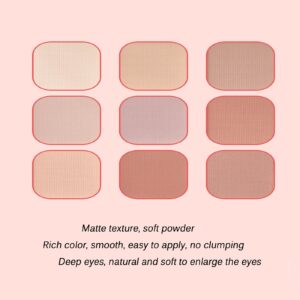 SURORAIN 9 Colors Matte Eyeshadow Palette, Highly Pigmented Long Lasting Matte Nude Shimmer Eyeshadow Pallet,Beige Earth Neutral Smoky Waterproof Cosmetic Eye Shadows