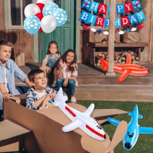 Airplane Birthday Party Supplies 56 Pieces Airplane Themed Party Decoration with Inflatable Airplane Balloons Thick Latex Balloon Happy Birthday Banners Kid Airplane Cloud Balloon Decor