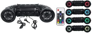 rockville ratv80l bluetooth dual 8" powered 600w atv/utv/marine speaker w/led