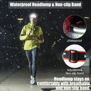 Spriak LED Rechargeable Headlamp, 1000lumens 230° Widebeam Headlight, USB Rechargeable Head Lamp with Red Taillight, Lightweight Waterproof Headlamps for Camping Running Hiking, Hard Hat Headlamp