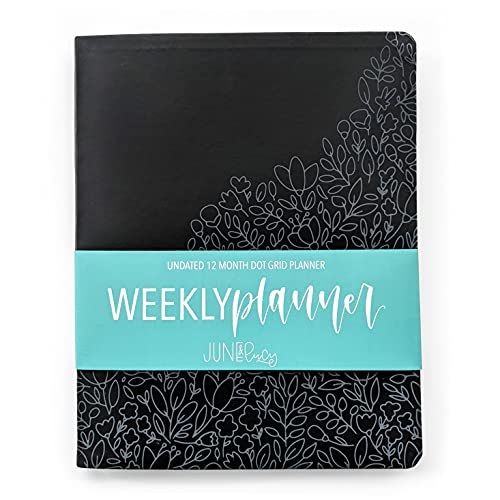 Weekly Planner - Cute Dot Bullet Paper Planner Notebooks and Journal for Women by June and Lucy: Undated 12 Month Dot Grid Appointment Planner, Calendar & Personal Organizer for Women