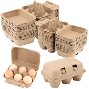 40 pack 6 count egg cartons, 6 cell pulp fiber egg holders, chicken egg holder container organizer