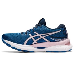 asics women's gel-nimbus 24 running shoes, 9, french blue/barely rose