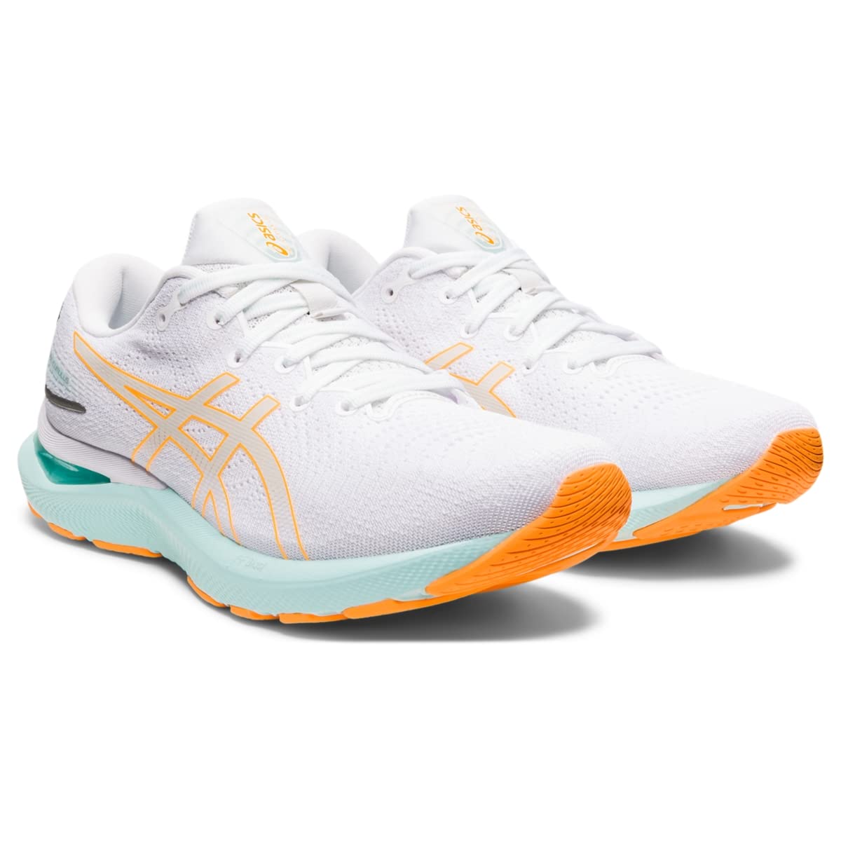 ASICS Women's Gel-Cumulus 24 Running Shoes, 6.5, White/Orange POP