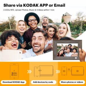 KODAK WiFi Digital Picture Frame, 10.1 Inch 1280 * 800 Resolution Touch Screen with 32GB Storage,Effortless to Set up,Share Video and Photos via E-Mail or App-Gift for Friends and Family (Grey Wood)