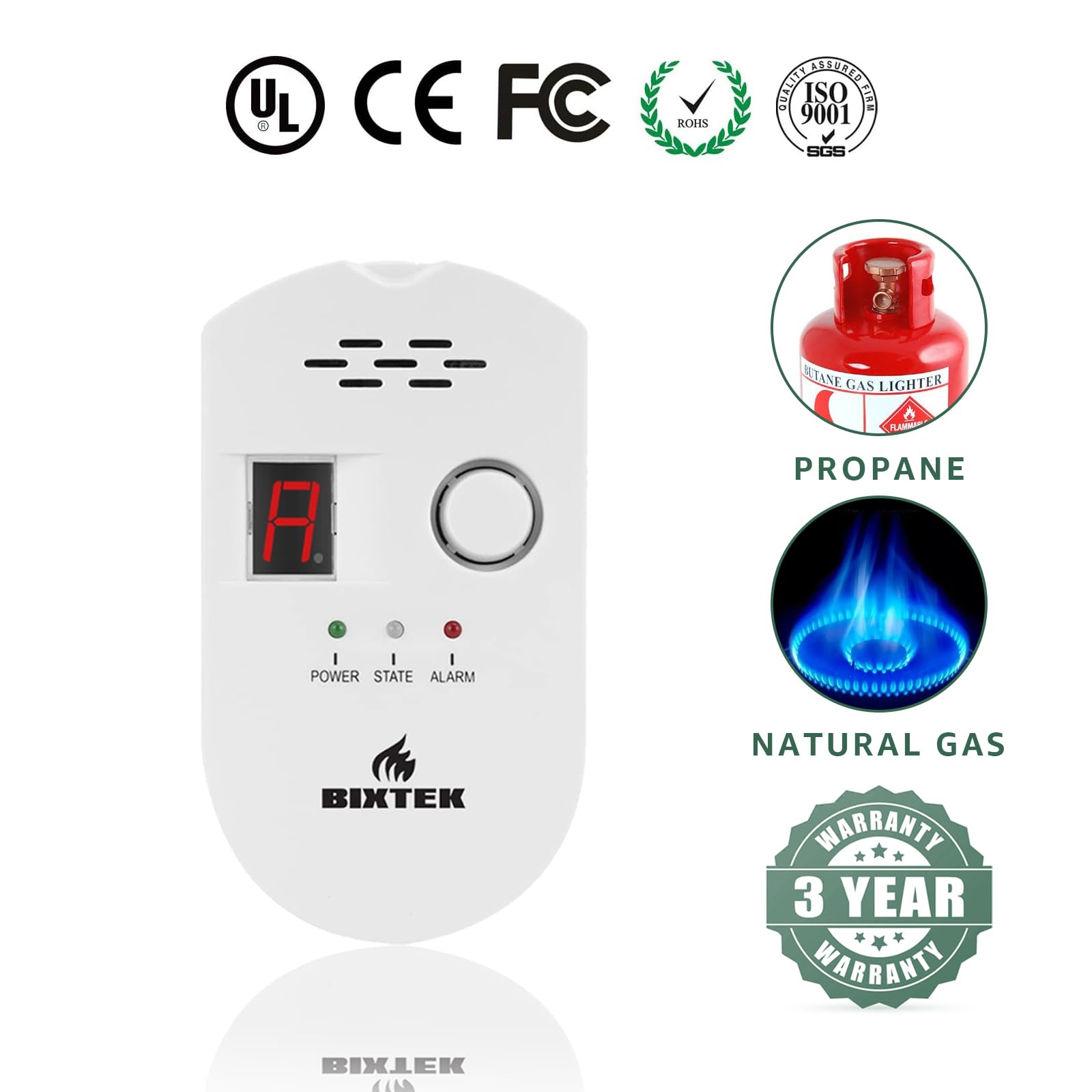 Natural Gas Leak Detector for Home, LPG Methane Propane Butane City Natural Gas Alarm…