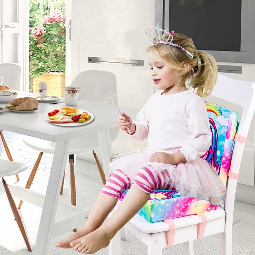 AGSDON 2 PCS Toddler Booster Seat for Dining Table, Portable Increasing Cushion for Girls - Unicorn