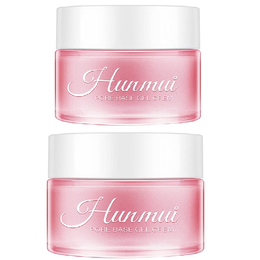 2PCS Hunmui Face Primer Pore Base Gel Cream Cover Pores Water Embellish Skin Silky Finish Primer, Remove Oils Isolating Pore Light Weight Primer Natural Make Up To Flawless Face Firming Moisturizers