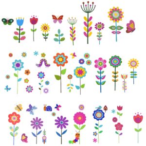 maydahui 56pcs garden flower wall corner decal snail butterfly caterpillar bird snake sunflower grass floral baseboard wall sticker for kids girls room bedroom nursery classroom home decoration