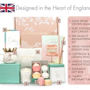 Luxe England Gifts Happy Birthday Box for Women – Luxury Gift Baskets for Her Birthday Designed in Britain – High-end Unique Birthday Gifts for Women Best Friend, Sister, Daughter, Mom