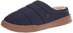 dearfoams men's andre indoor outdoor memory foam sport lounge clog slipper, peacoat, medium