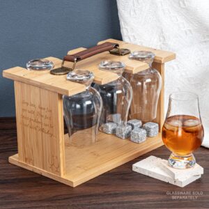 DOUDIZHU Bamboo Whisky Tasting Glass Rack- Compatible with Glencairn Whiskey Glasses Set of 6, Glassware Drying Holder Carrier Bourbon Whiskey Glasses Storage Organizer(Not Include Glasses)