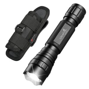 ultrafire tactical flashlight with holster, single mode led flashlight 1000 high lumen duty flashlights with belt holster and charger, bright small flash light wf-501b