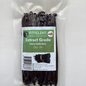 26 Tahitian Vanilla Beans Grade B Extract Exclusive Bulk. 4"-6" Whole NON-GMO PODS by FITNCLEAN VANILLA