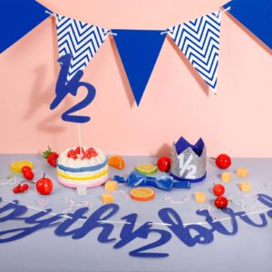 Spakon Glitter Half Birthday 6 Months Happy Birthday Banner Set Happy 1/2 Birthday Baby Boy Girl 1/2 Half Year Cake Topper Triangle Flag Banner 1/2 Birthday Crown Hat Bow Tie (Dark Blue)