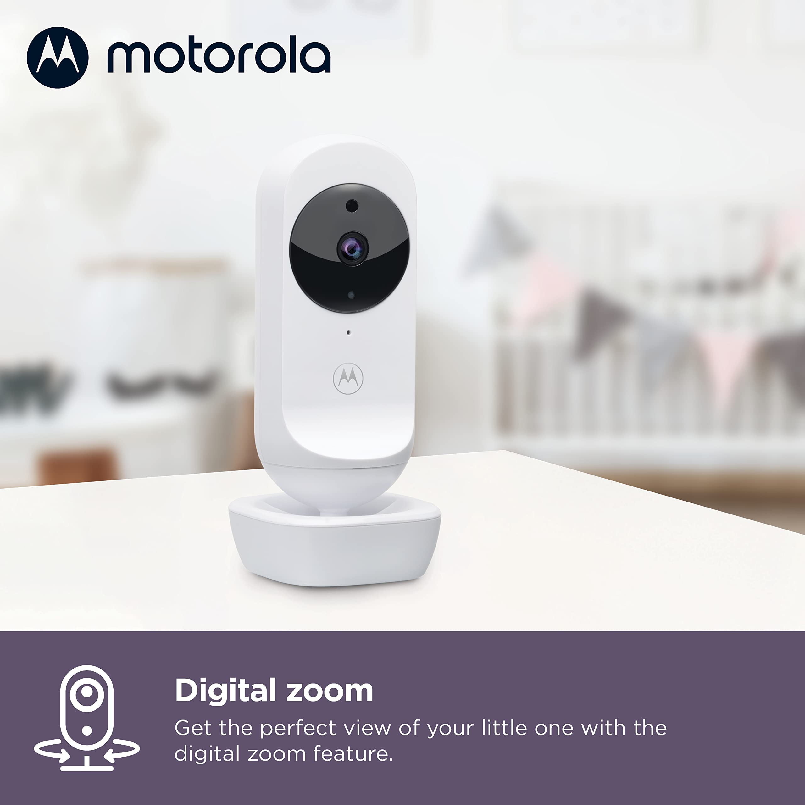 Motorola Baby Monitor VM44 - WiFi Video Baby Monitor with Camera 4.3" HD Screen - Connects to Nursery App, 1000ft Long Range, Two-Way Audio, Remote Pan-Tilt-Zoom, Room Temp, Lullabies, Night Vision