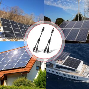 Solar Connector Y Branch Parallel Cable,Solar Panel 1 to 2 Y Cable 40A Wire Male Female 1 Pair, (MFF+FMM,30CM)