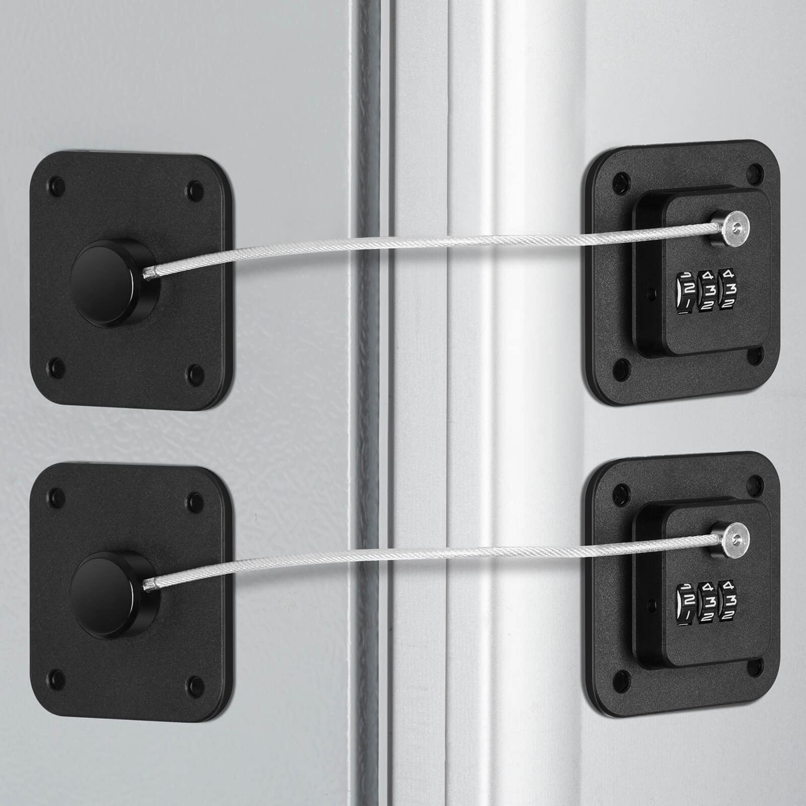 2 Pcs High-End Full Metal Fridge Lock - Stronger and More Durable Than Plastic Locks! Keep Your Children Safe with This Refrigerator Lock for Cabinets, Drawers, and Freezers! (Pads Size:3.2 x 3.2 in)