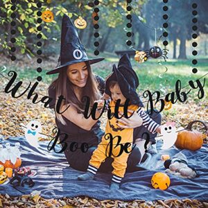 What Will Baby Boo Be Banner with Ghost Garland Halloween Gender Reveal Banner Halloween Baby Shower Banner for Halloween Baby Gender Reveal Decorations