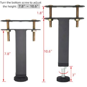 2Pcs Metal Adjustable Height Bed Frame Support Leg, Steel Bed Frame or Wooden Bed Center Slat Support Leg, Sofa Furniture Cabinet Feet Support Leg (7.8“-10.6”)