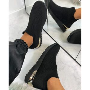 Walking Shoes for Women Sneakers Canvas Slip On Shoes Women Sneakers Lace Up Loafers Lightweight Running Shoes02 Black