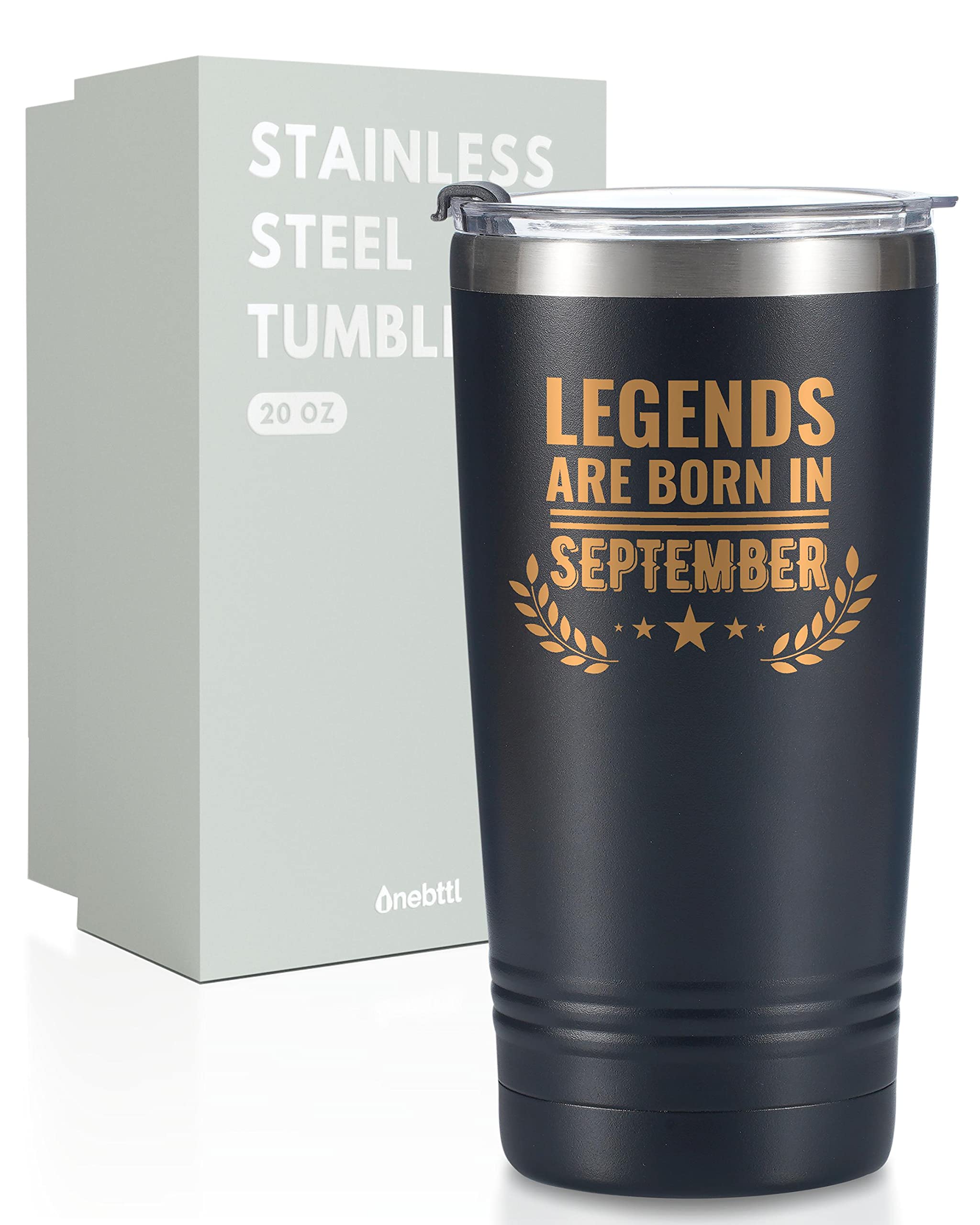 Onebttl Happy Birthday Tumbler For Men, Funny Birthday Gifts For Him, Boyfriend, Son, Husband, Dad, Son, Uncle–20 oz Stainless Steel Coffee Cup With Lid, Legends are Born in September