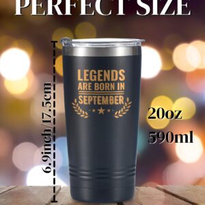 Onebttl Happy Birthday Tumbler For Men, Funny Birthday Gifts For Him, Boyfriend, Son, Husband, Dad, Son, Uncle–20 oz Stainless Steel Coffee Cup With Lid, Legends are Born in September