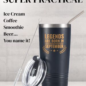 Onebttl Happy Birthday Tumbler For Men, Funny Birthday Gifts For Him, Boyfriend, Son, Husband, Dad, Son, Uncle–20 oz Stainless Steel Coffee Cup With Lid, Legends are Born in September